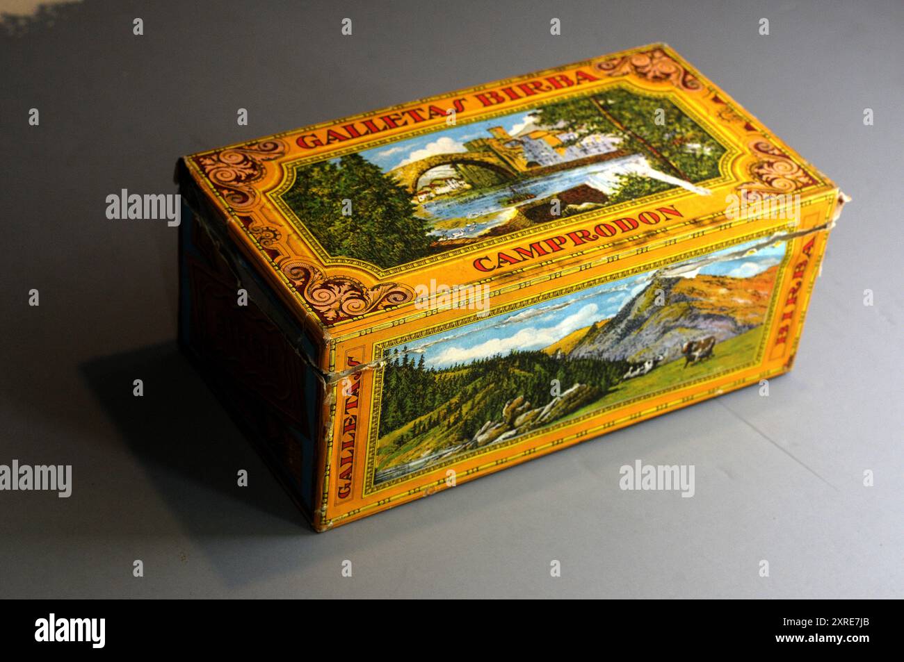 Old Birba biscuit box; Camprodon; Catalunya; Spain Birba biscuits ...