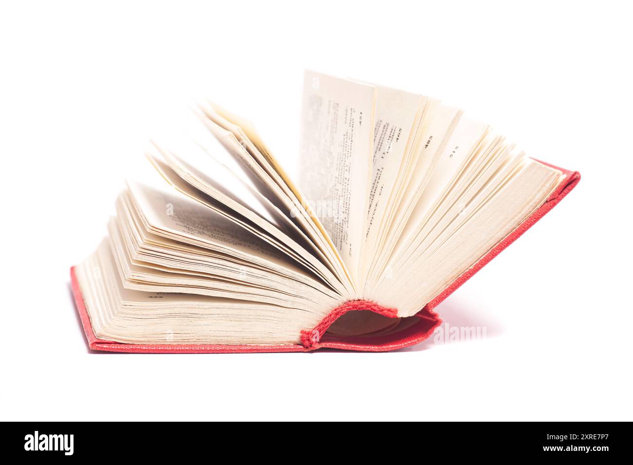 Open red cover book isolated on white Stock Photo - Alamy