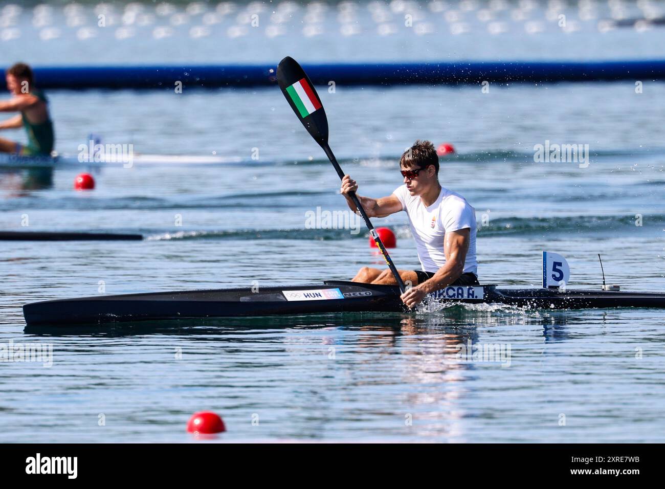 Adam Varga of Hungary competes in Men's Kayak single 1000m Semifinal 2 ...