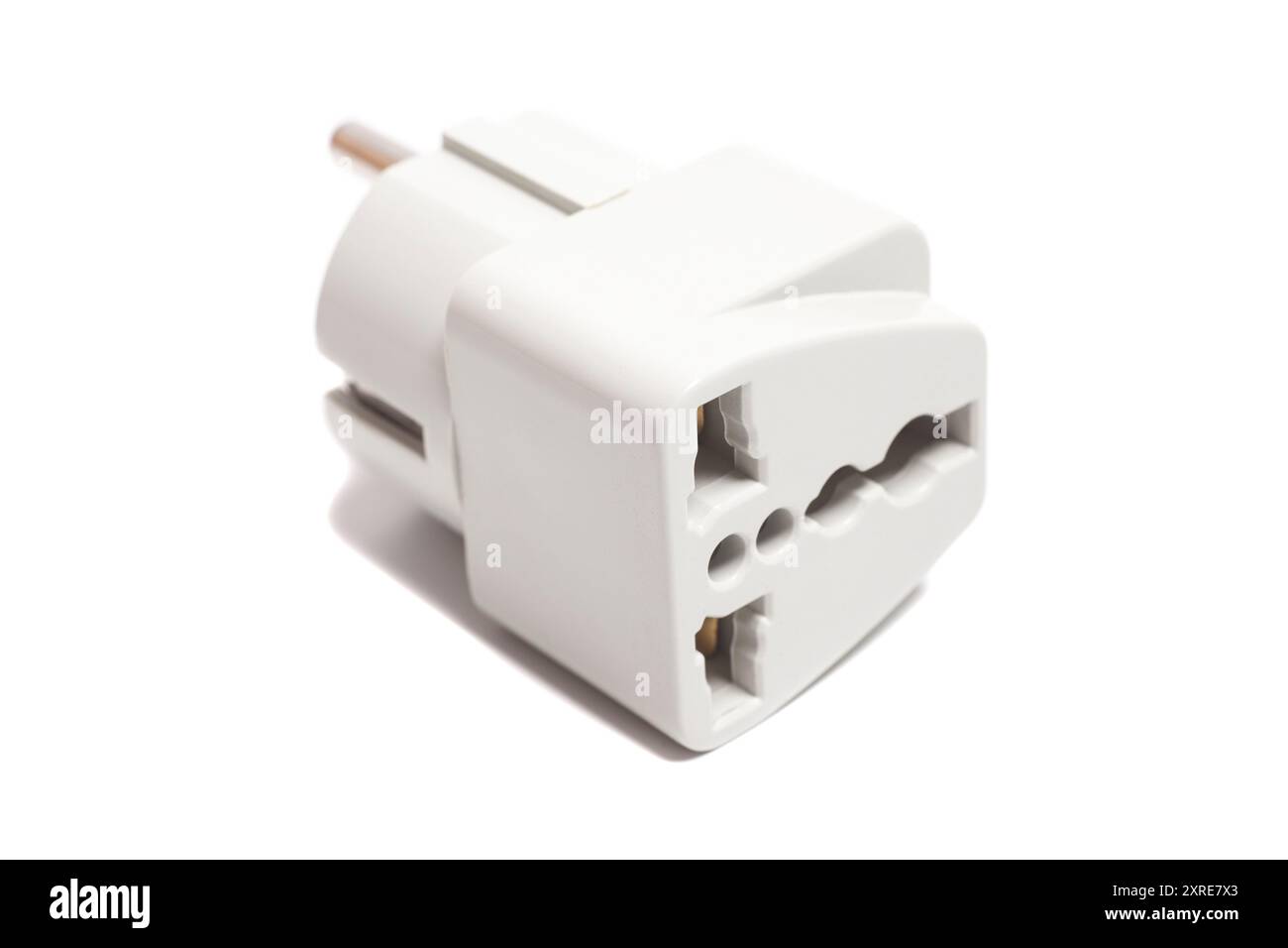Universal white plug adapter isolated on white Stock Photo - Alamy
