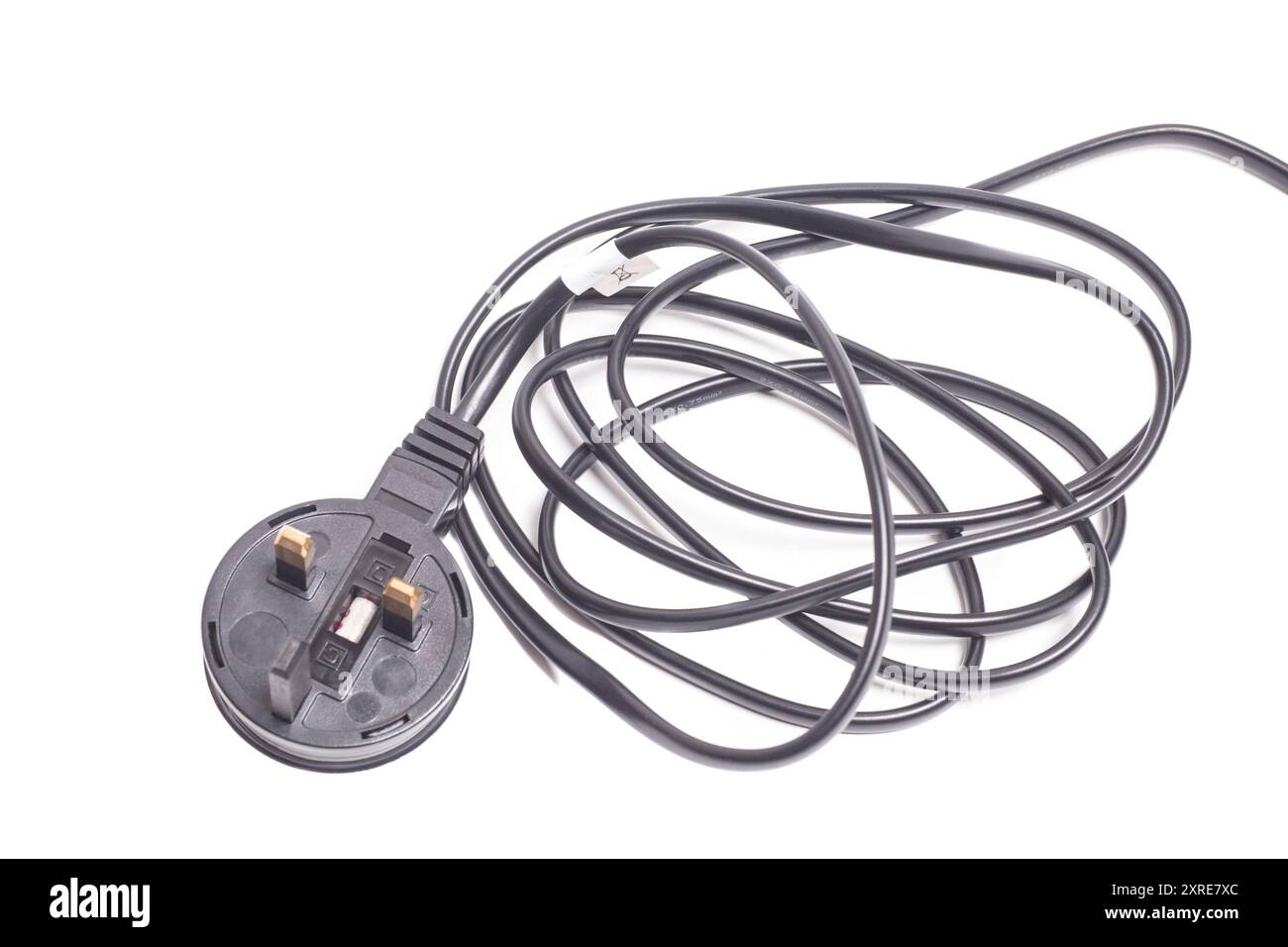 Three pin power plug isolated on white Stock Photo - Alamy