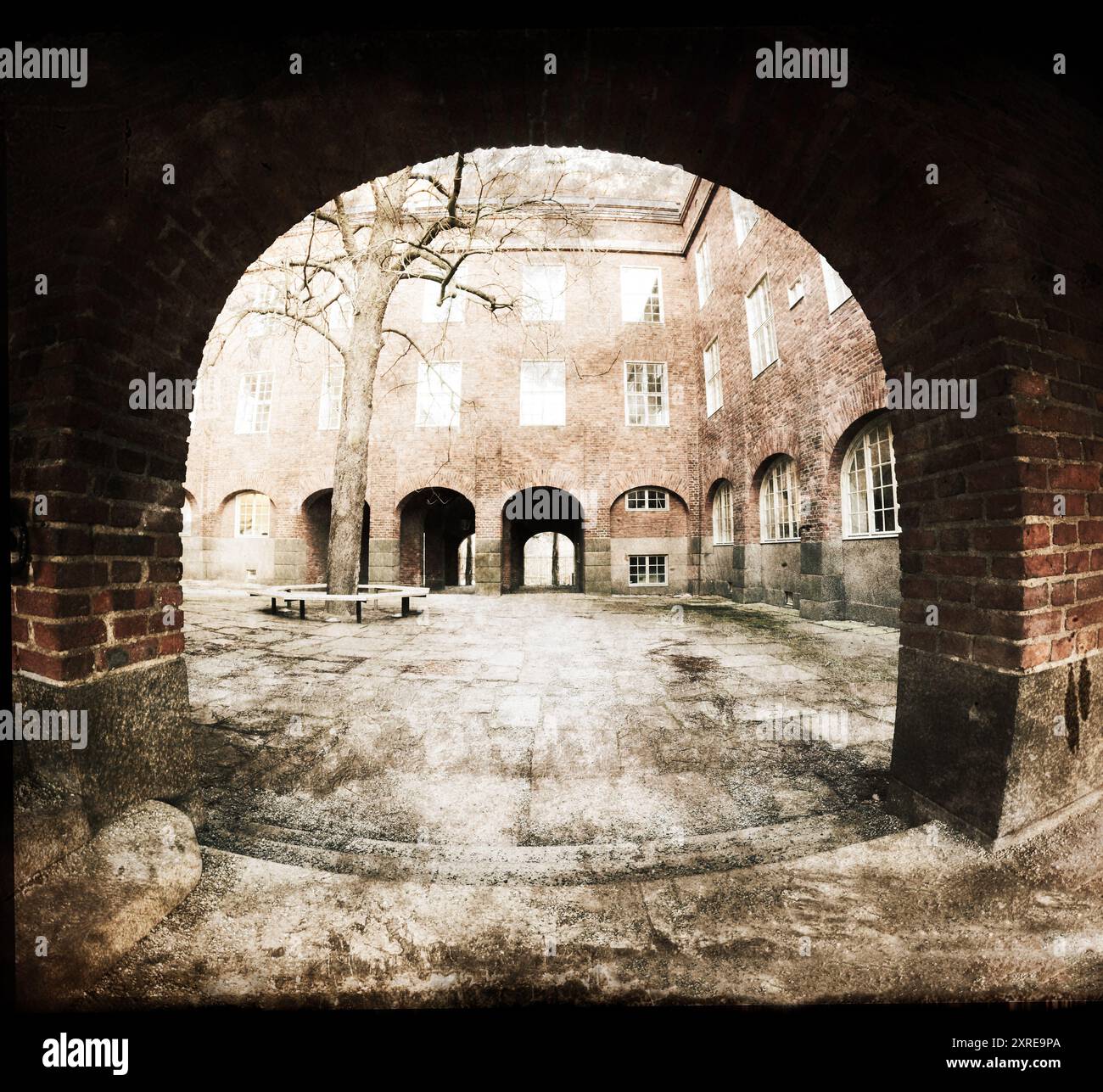 Grungy textured image of old school building vintage style Stock Photo ...