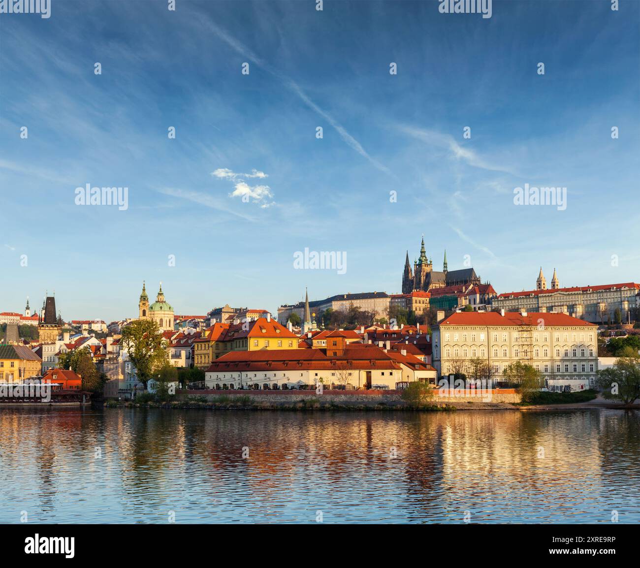 View Gradchany Prague Castle and St. Vitus Cathedral over Vlta Stock ...