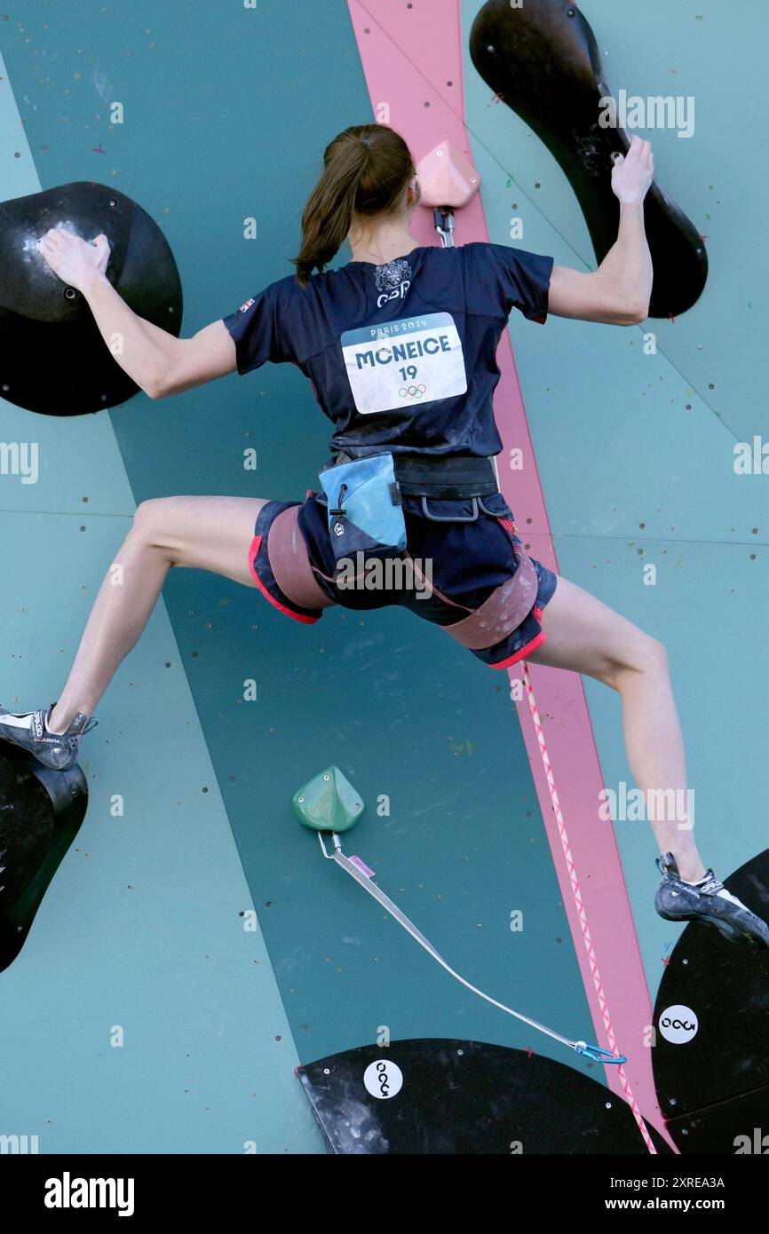 Erin McNeice of Great Britain competes in the women's boulder and lead ...