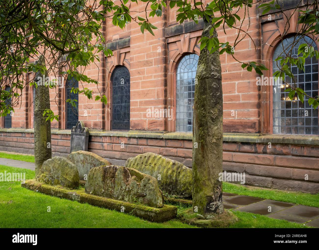 Weathered Anglo-Saxon tombstones in St Andrew's churchyard, Penrith ...