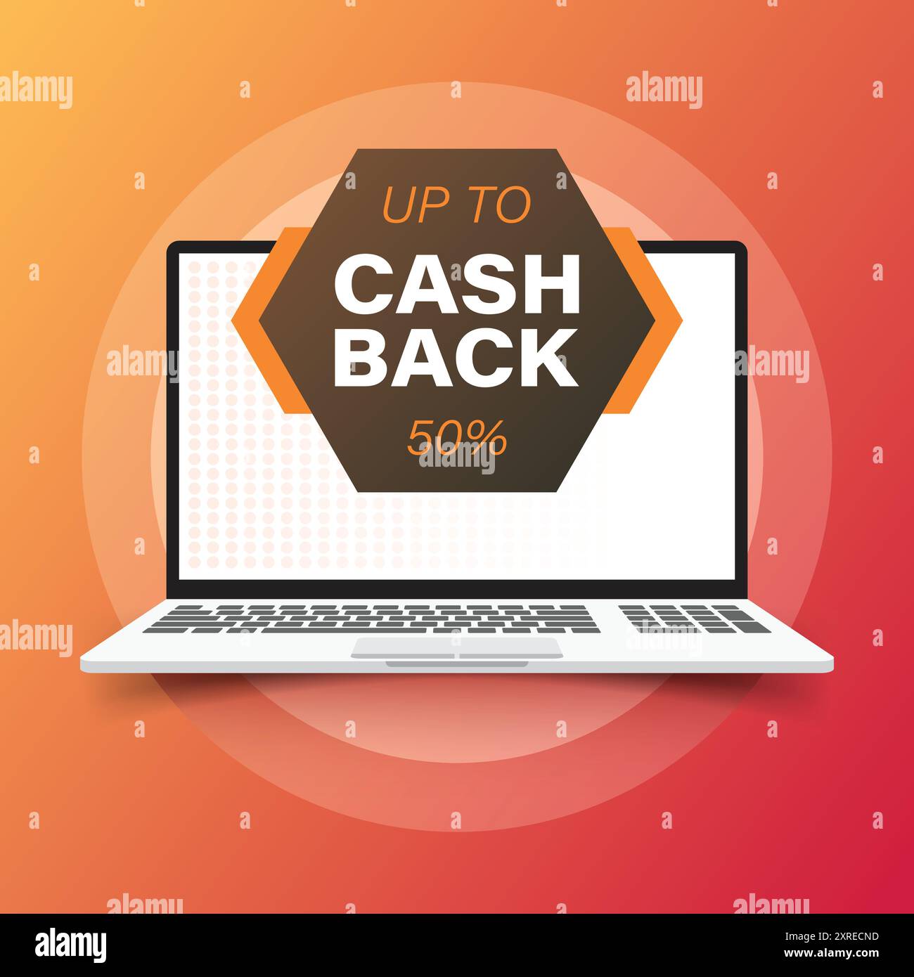 Cashback with computer laptop icon in flat style. Money back label ...