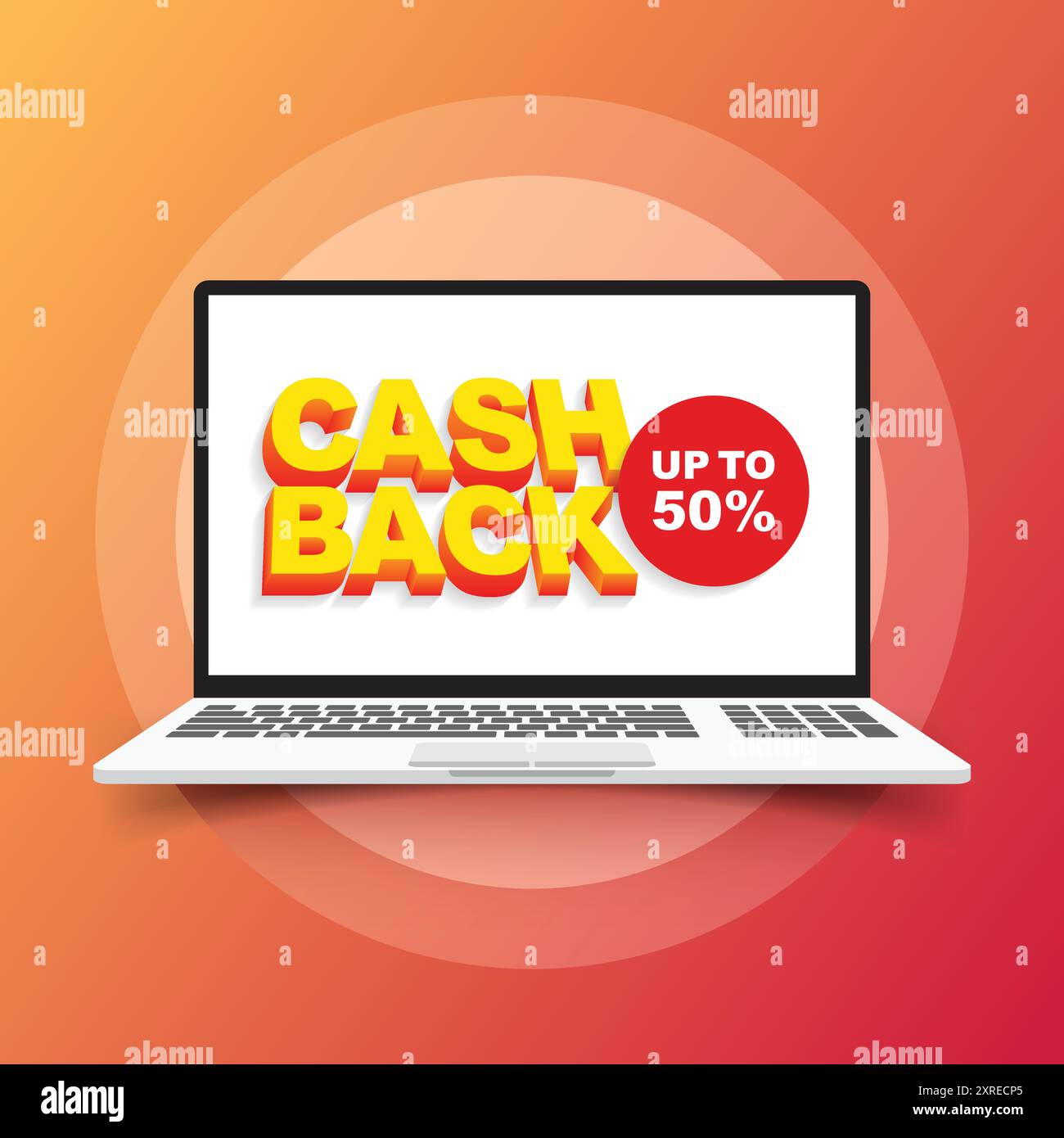 Cashback with computer laptop icon in flat style. Money back label ...
