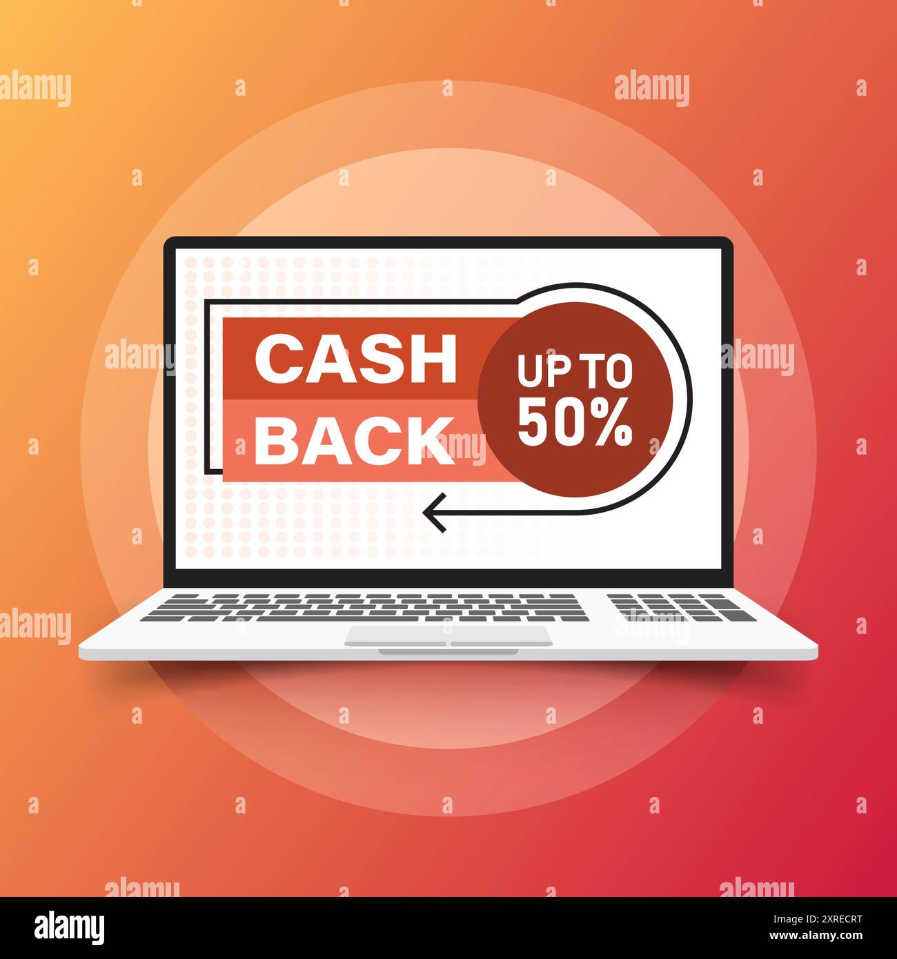 Cashback with computer laptop icon in flat style. Money back label ...