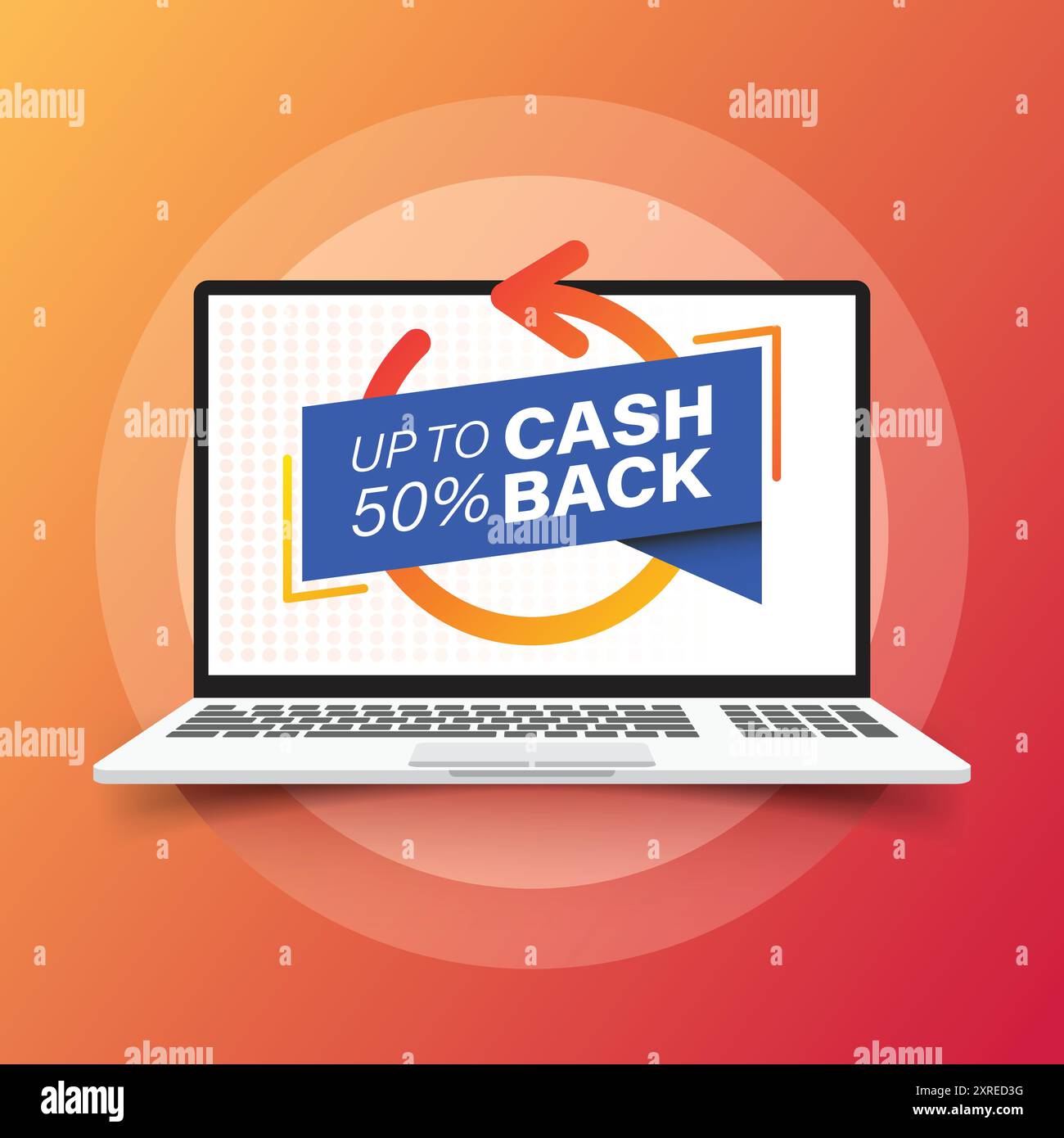 Cashback with computer laptop icon in flat style. Money back label ...