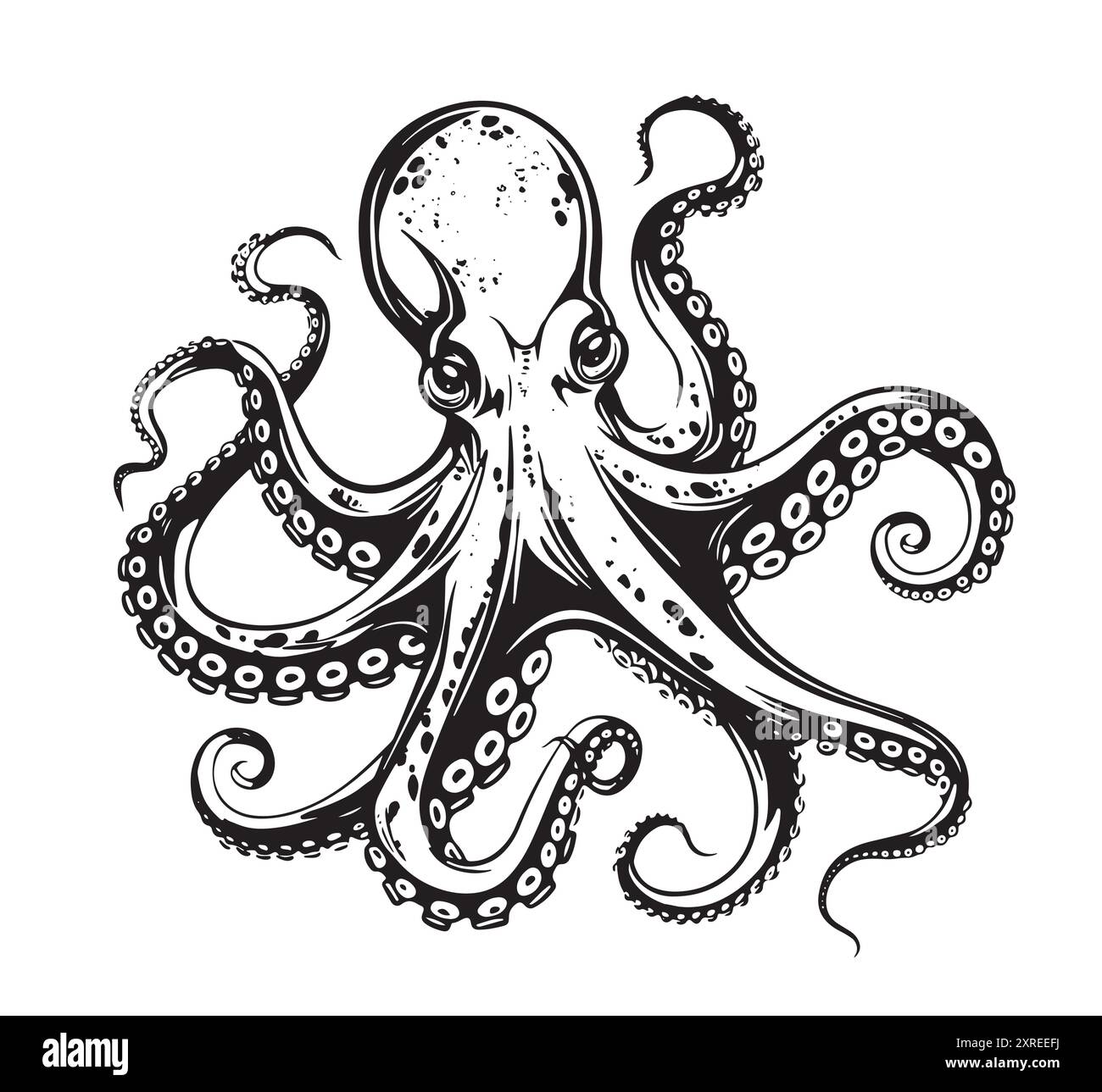 Octopus sketch. Hand drawn outline converted to vector Stock Vector ...
