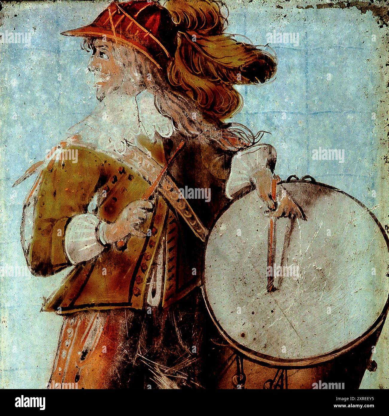 English Civil War soldier, a Royalist or Cavalier military drummer ...