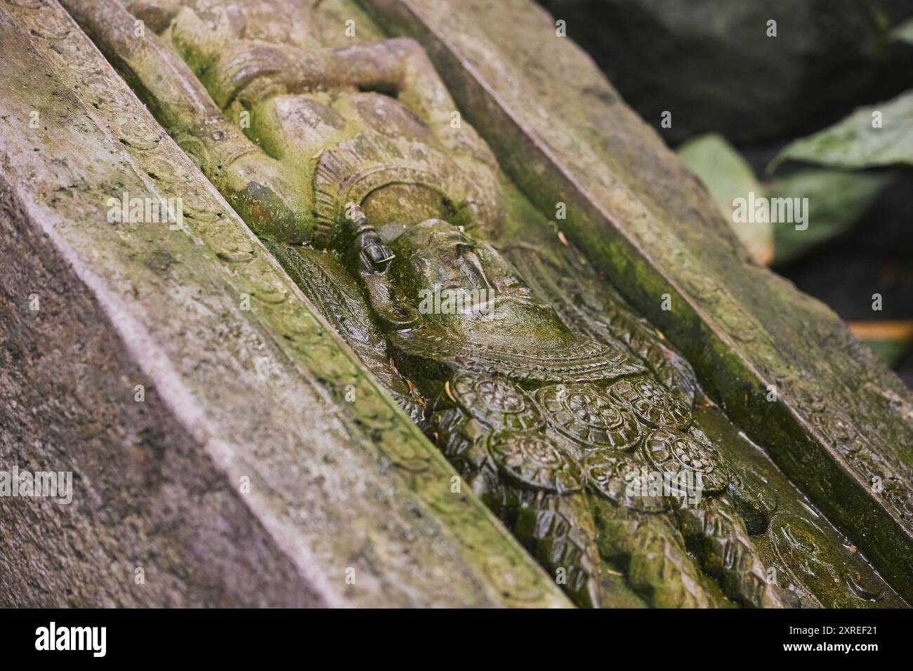 Decorative engraving of ancient tribes on a rock in the Danish zoo ...