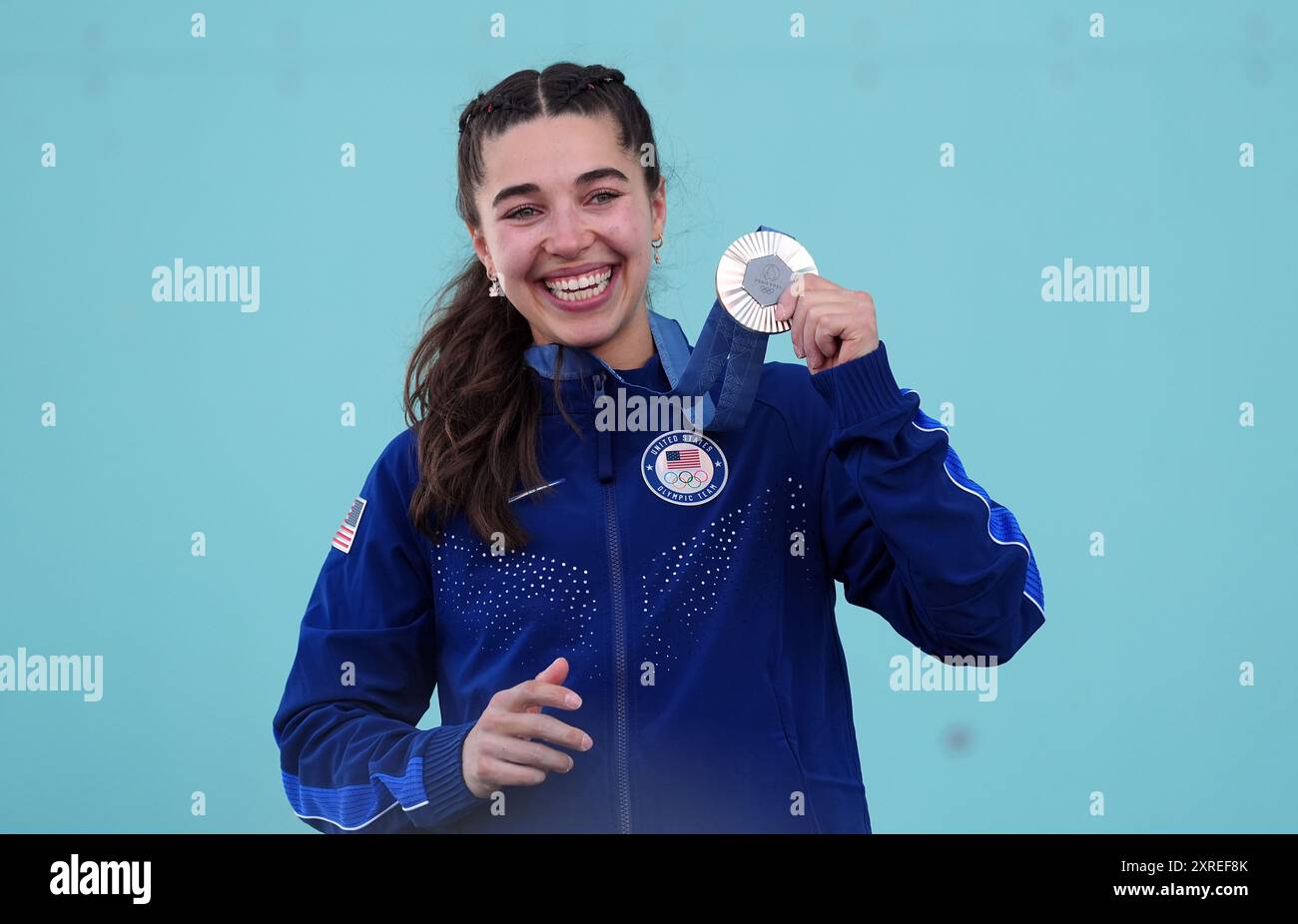 USA's Brooke Raboutou with her silver medal for the Women's Boulder ...