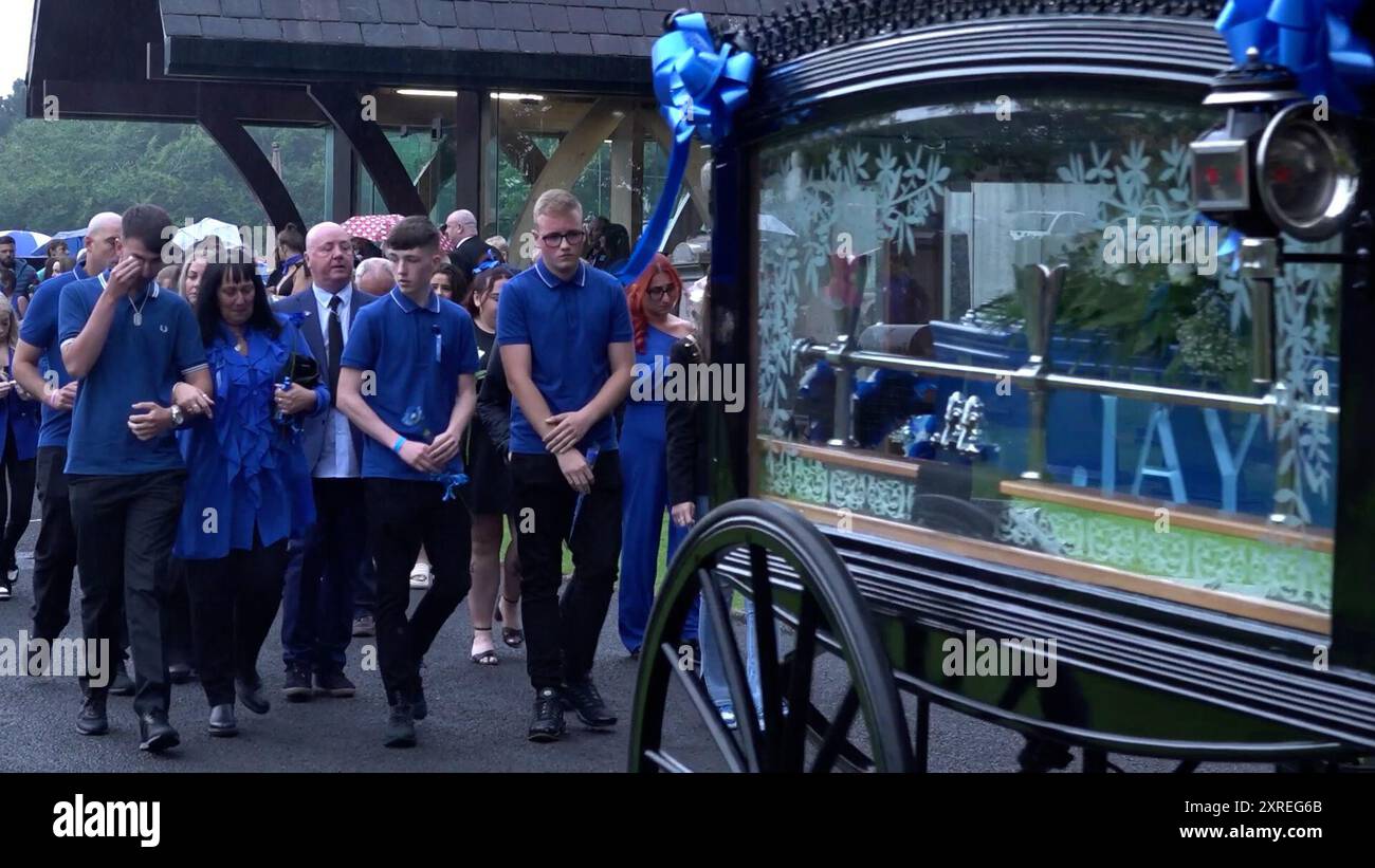 Screengrab taken from PA Video of mourners arriving for the funeral of ...