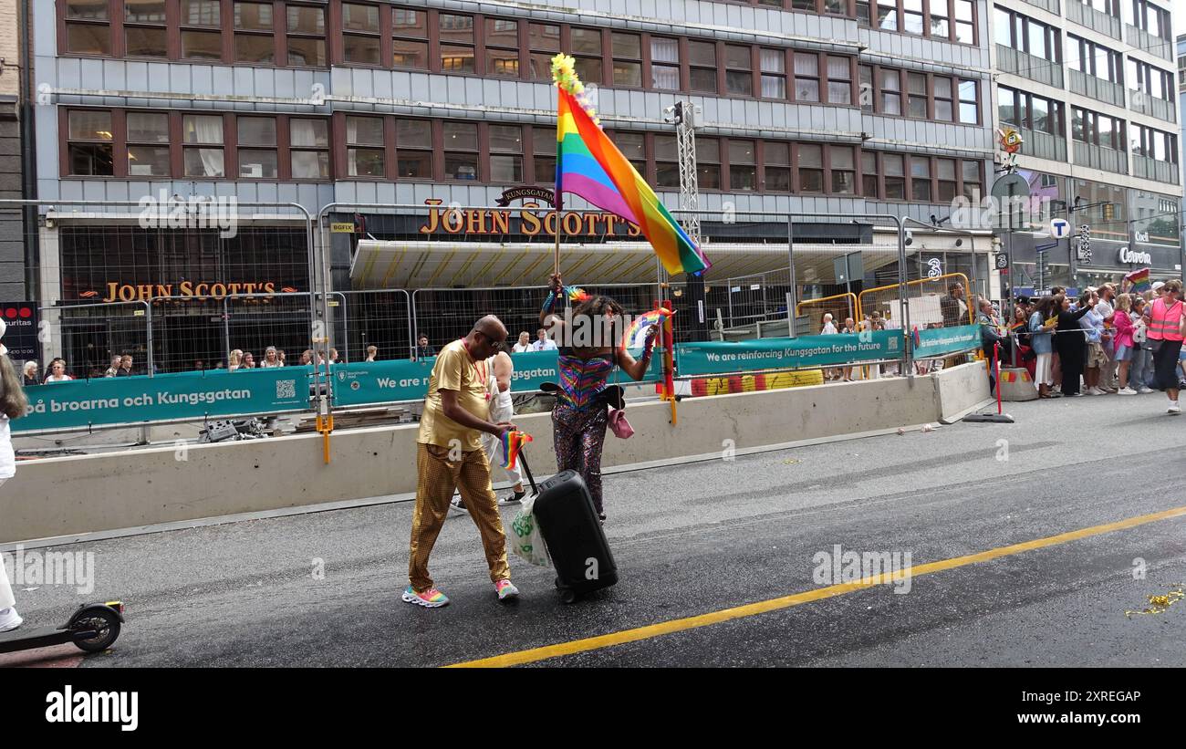 Stockholm, Sweden, August 3, 2024. Gay pride. A glimpse of the parade ...