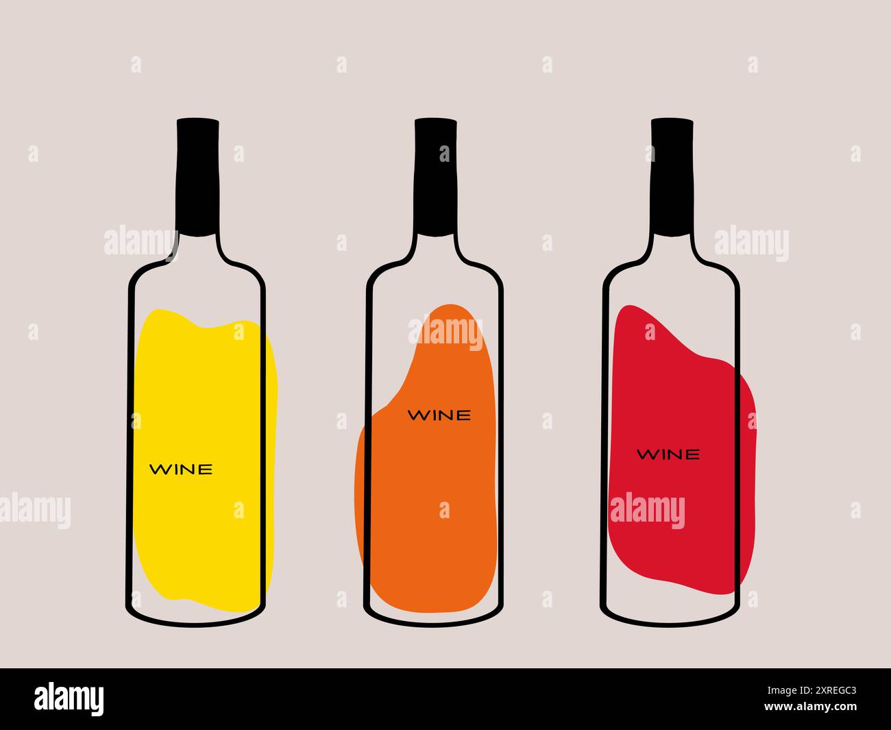 Colorful wine bottles with abstract labels displayed in a minimalist ...