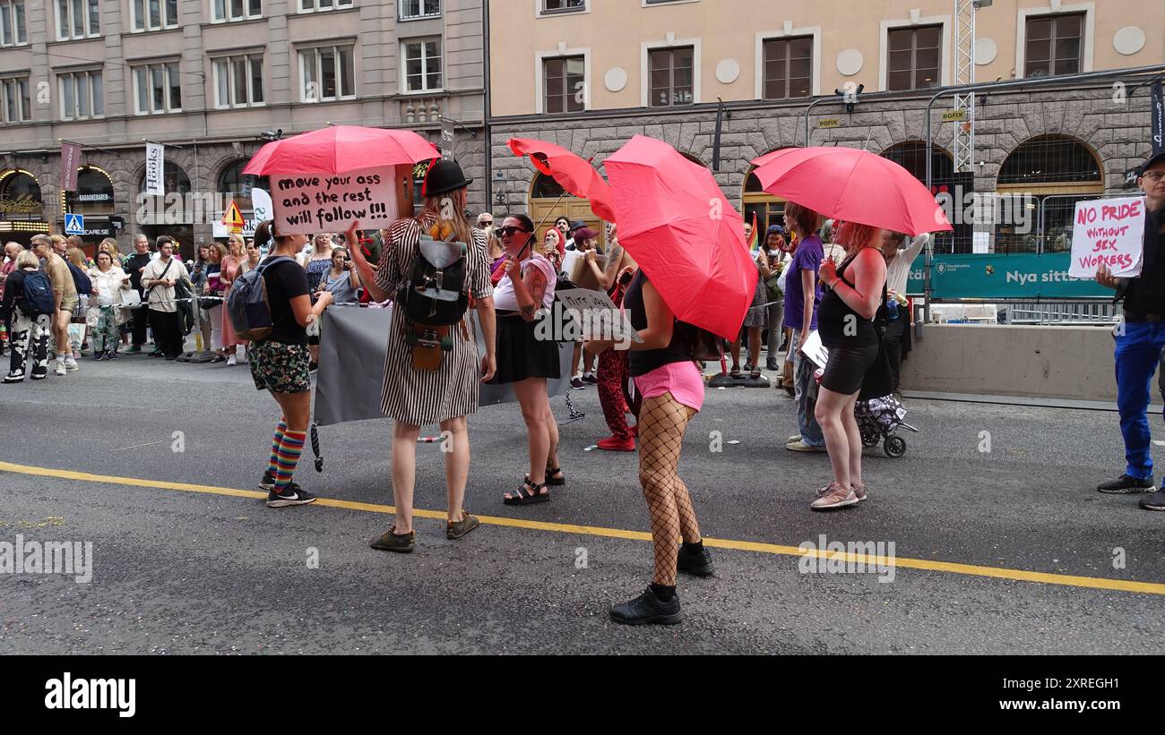 Stockholm, Sweden, August 3, 2024. Gay pride. A glimpse of the parade ...