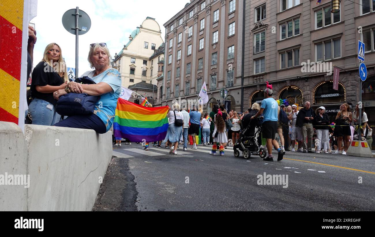Stockholm, Sweden, August 3, 2024. Gay pride. A glimpse of the parade ...