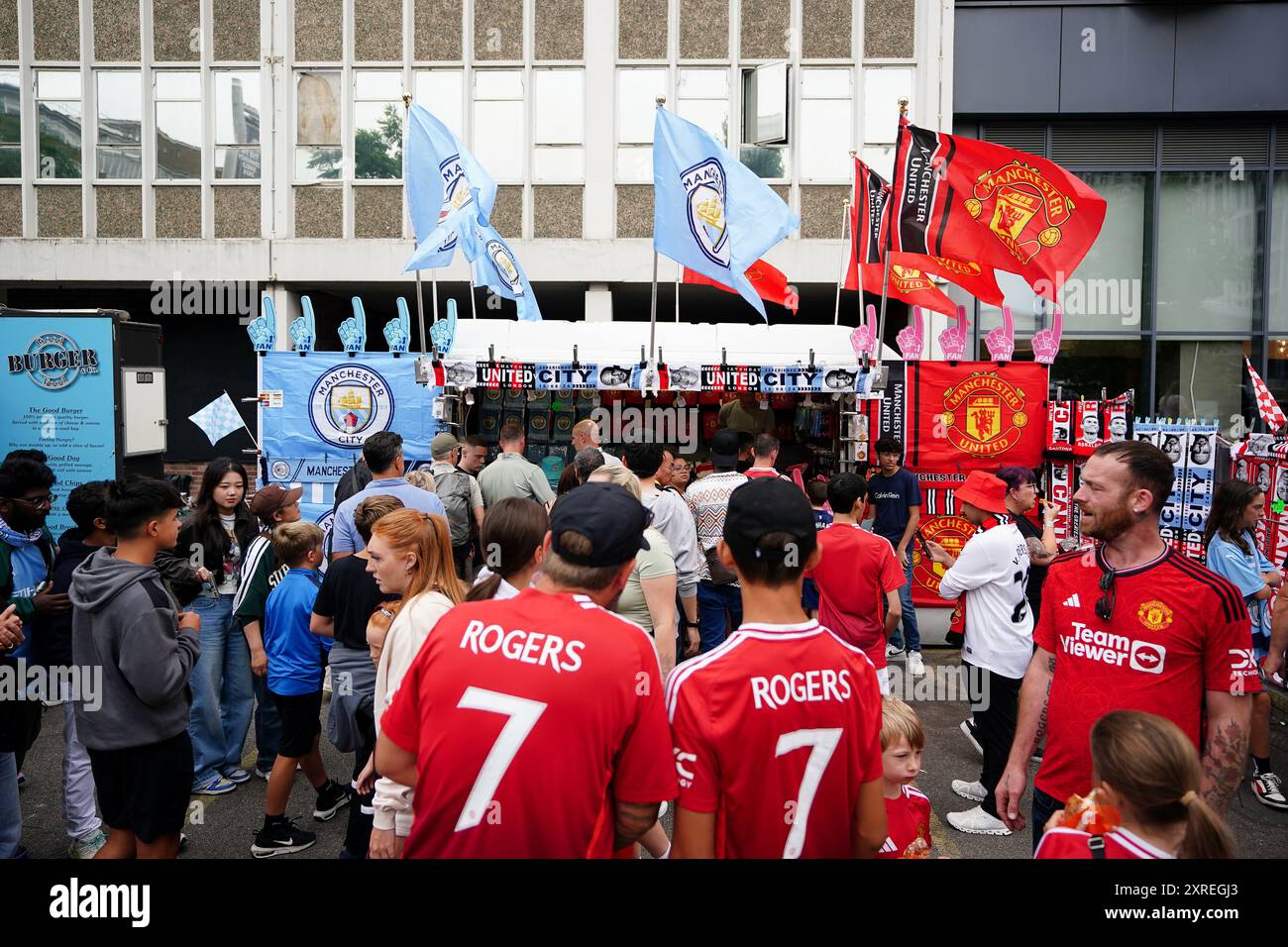 Manchester United and Manchester City on Olympic Way near Wembley ...