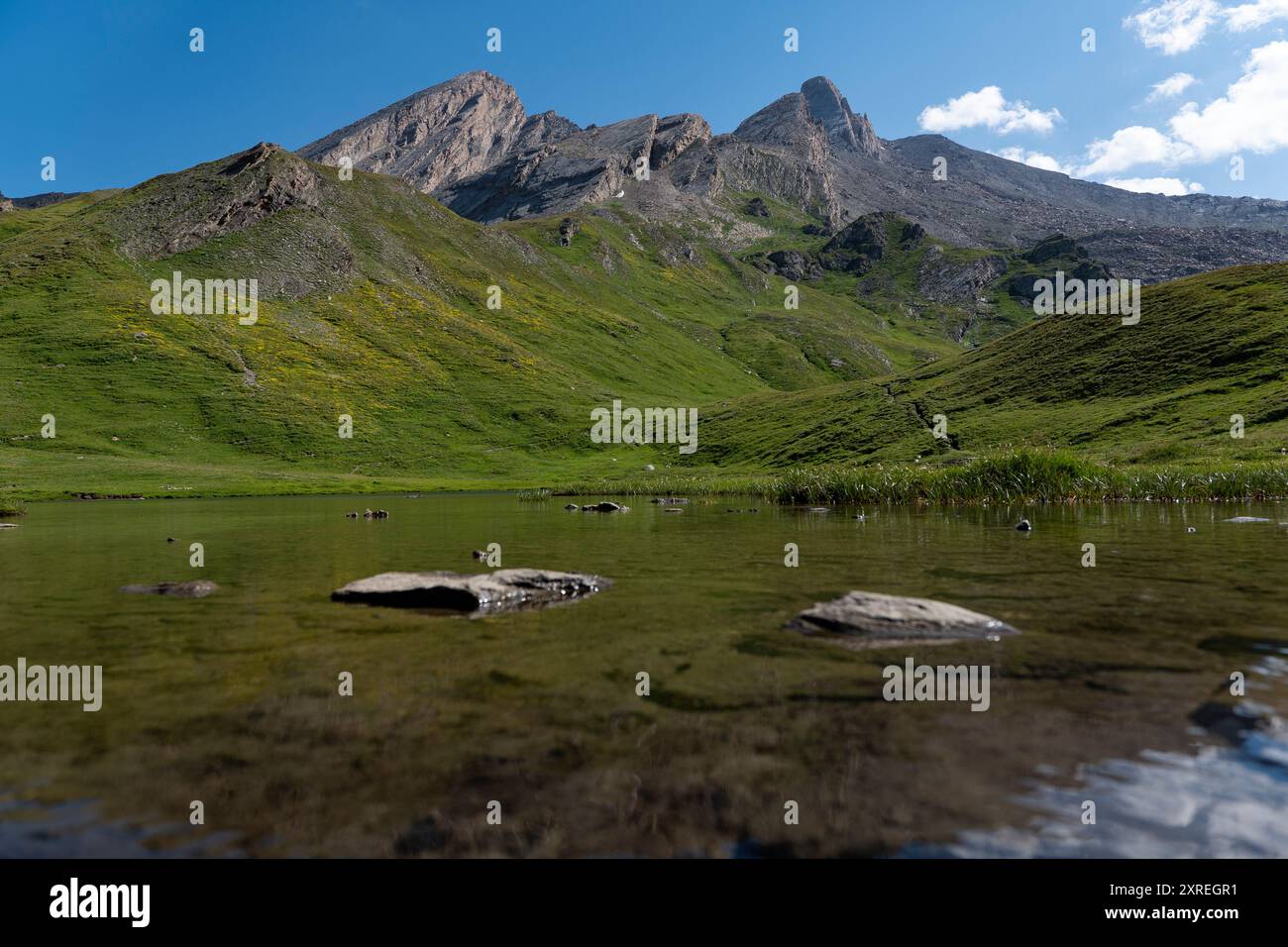 View of Varaita Valley next of Col Agnel Pass Stock Photo - Alamy