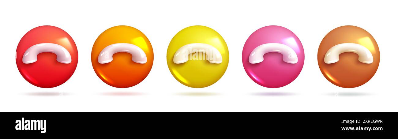 3d realistic call icons reject calls in different warm colour variants ...