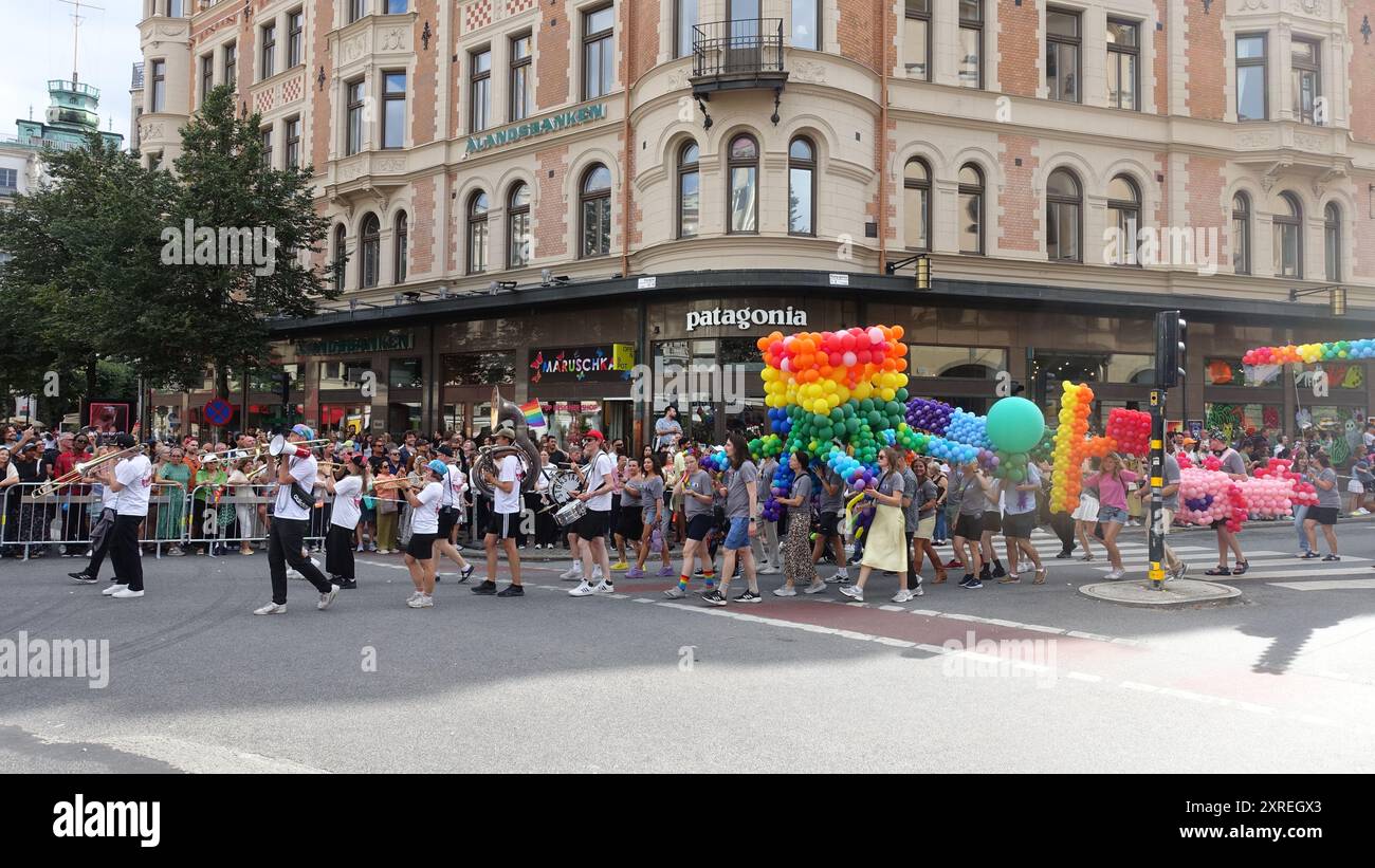 Stockholm, Sweden, August 3, 2024. Gay pride. A glimpse of the parade ...