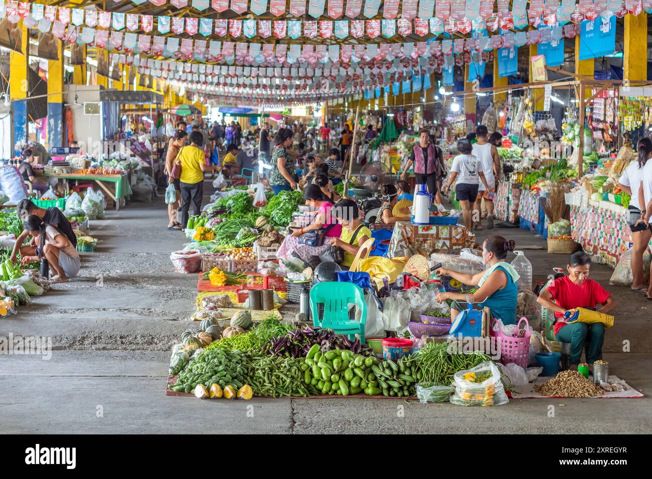A typical Philippine market mostly selling vegetables in Ilocos Stock ...