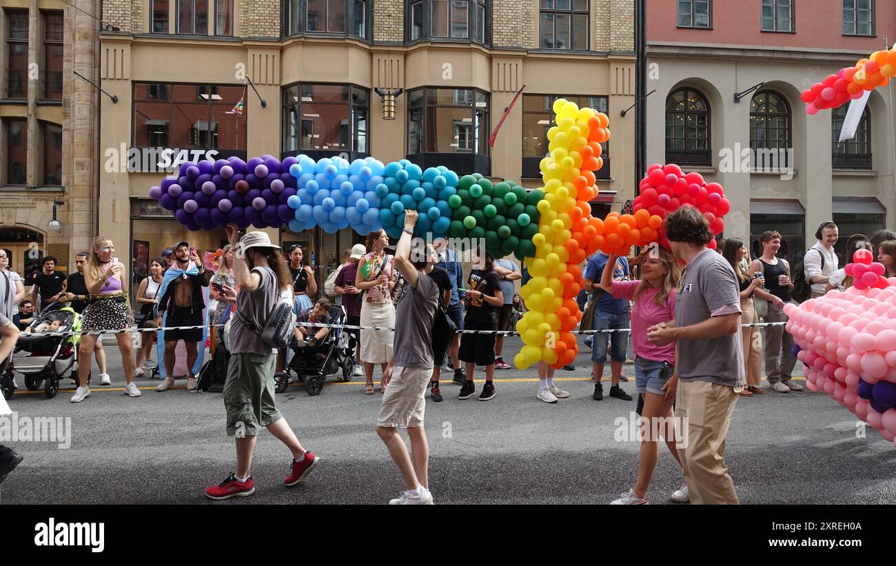 Stockholm, Sweden, August 3, 2024. Gay pride. A glimpse of the parade ...