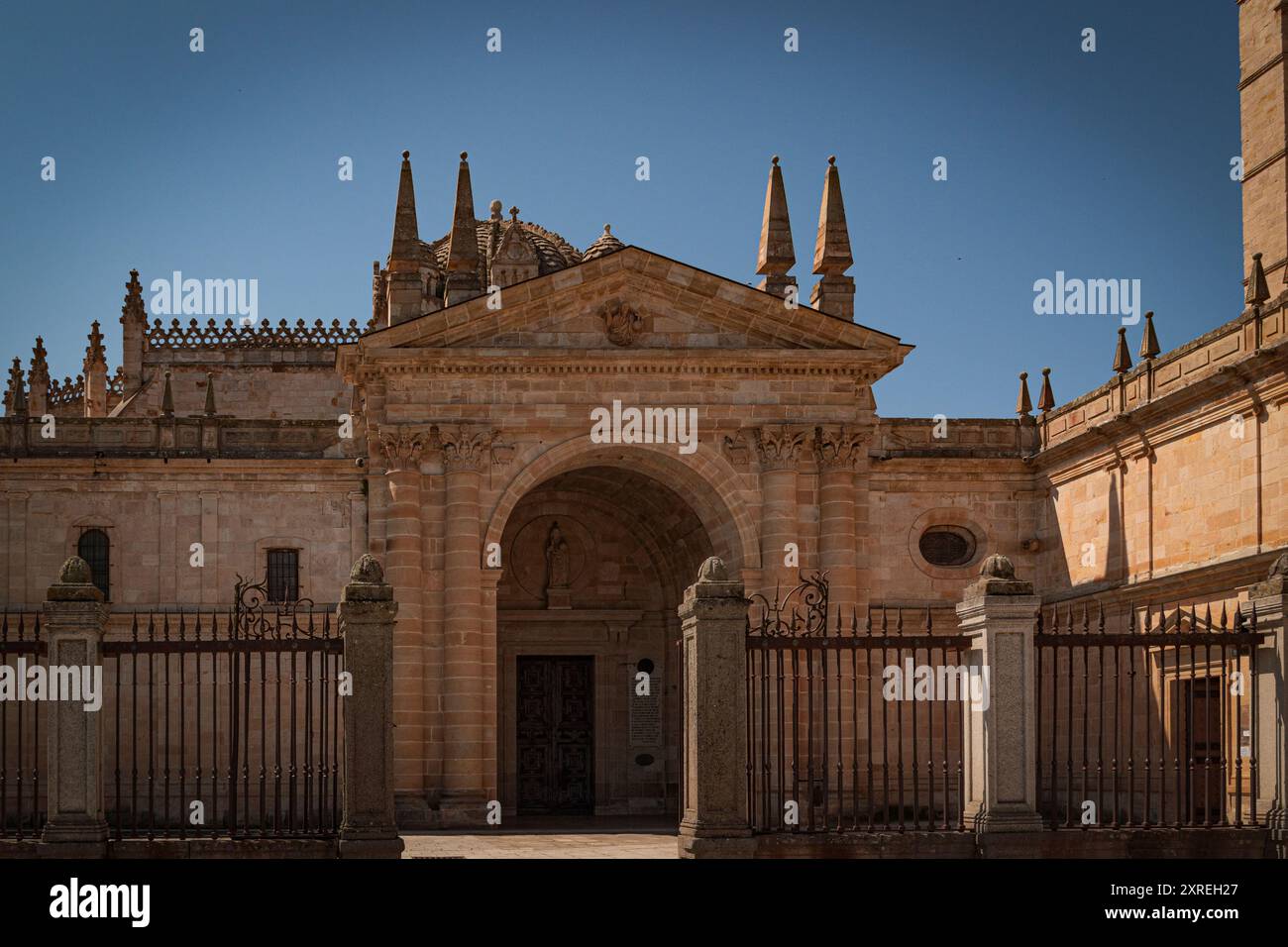 The imposing facade of Zamora Cathedral in Spain, showcasing its ...