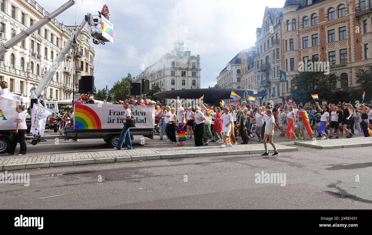 Stockholm, Sweden, August 3, 2024. Gay pride. A glimpse of the parade ...