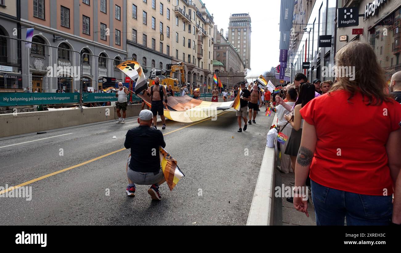 Stockholm, Sweden, August 3, 2024. Gay pride. A glimpse of the parade ...