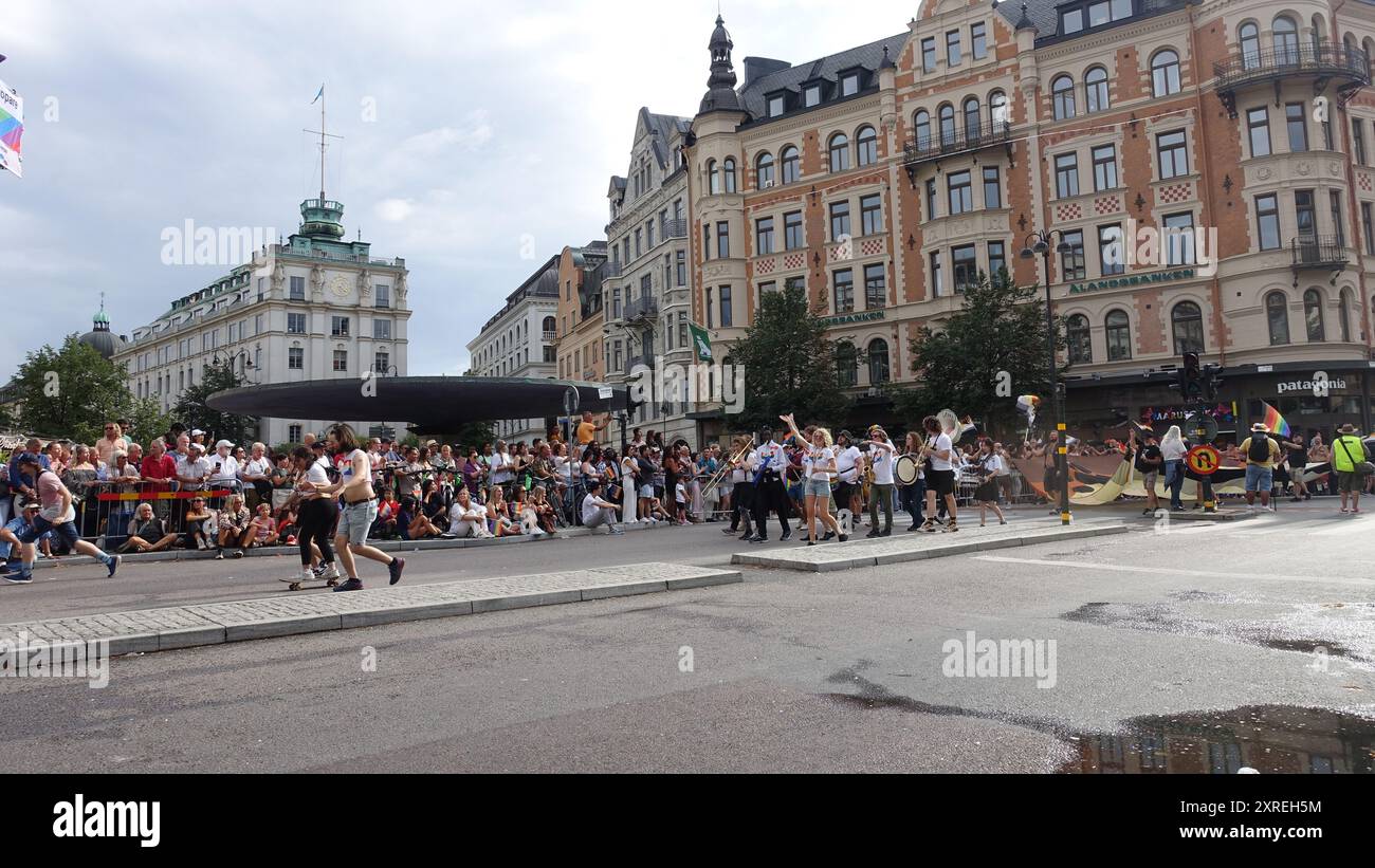 Stockholm, Sweden, August 3, 2024. Gay pride. A glimpse of the parade ...