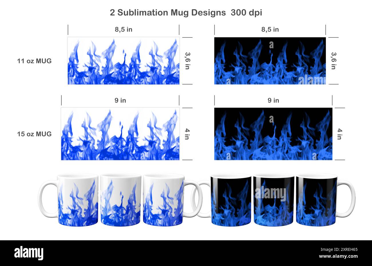 Set of 2 fire patterns on white and black background. Sublimation ...