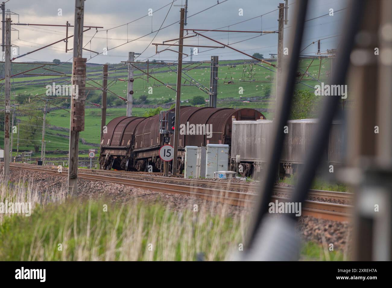 Derailed freight train at Hardendale (Shap) on the west coast mainline ...