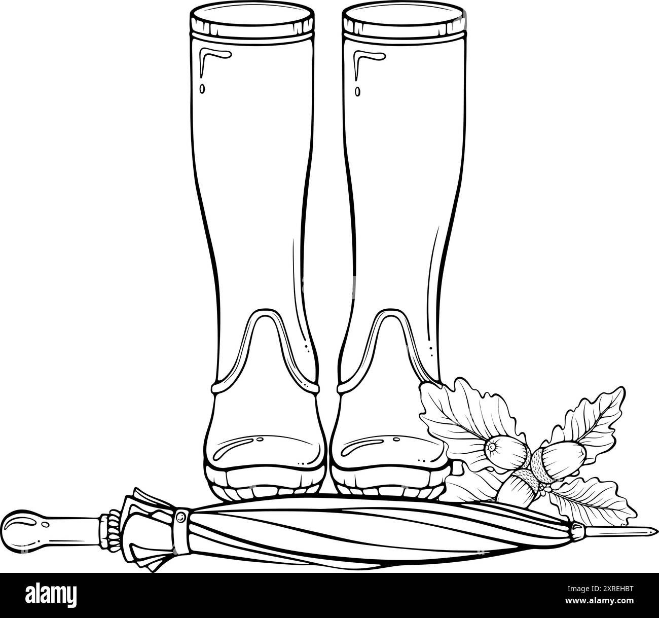 Closed umbrella and rubber boots line art Stock Vector Image & Art - Alamy