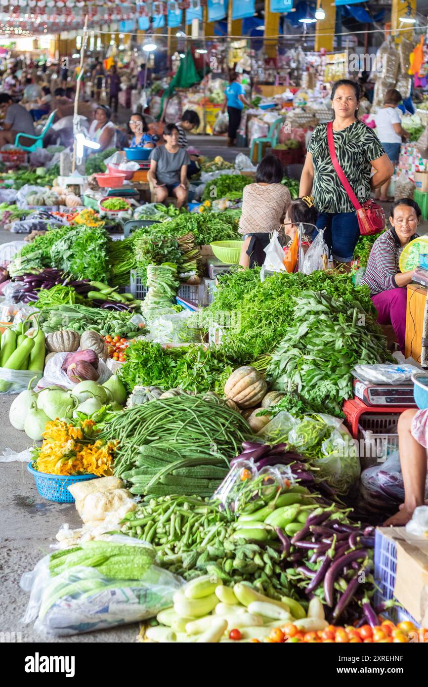 A typical Philippine market mostly selling vegetables in Ilocos Stock ...