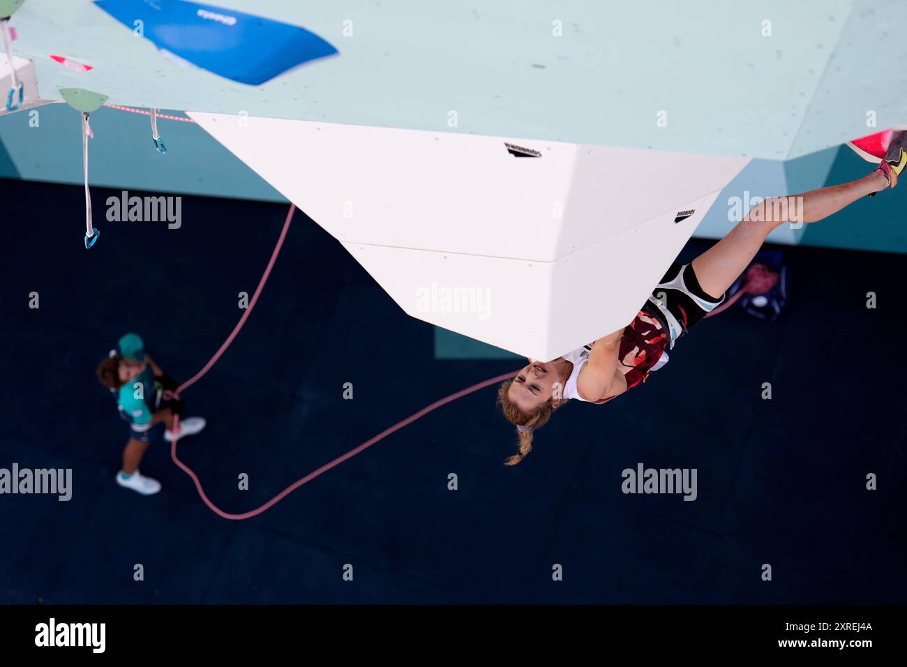 Jessica Pilz of Austria competes in the women's boulder and lead ...