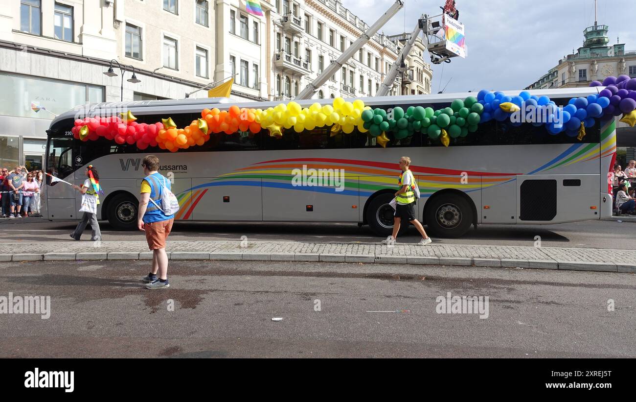 Stockholm, Sweden, August 3, 2024. Gay pride. A glimpse of the parade ...