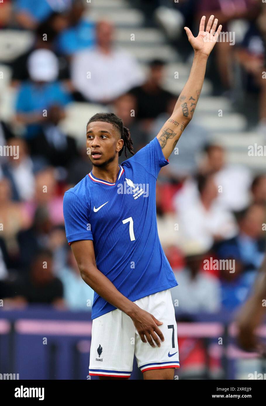 PARIS, FRANCE - AUGUST 09: Michael Olise of of Team France reacts ...