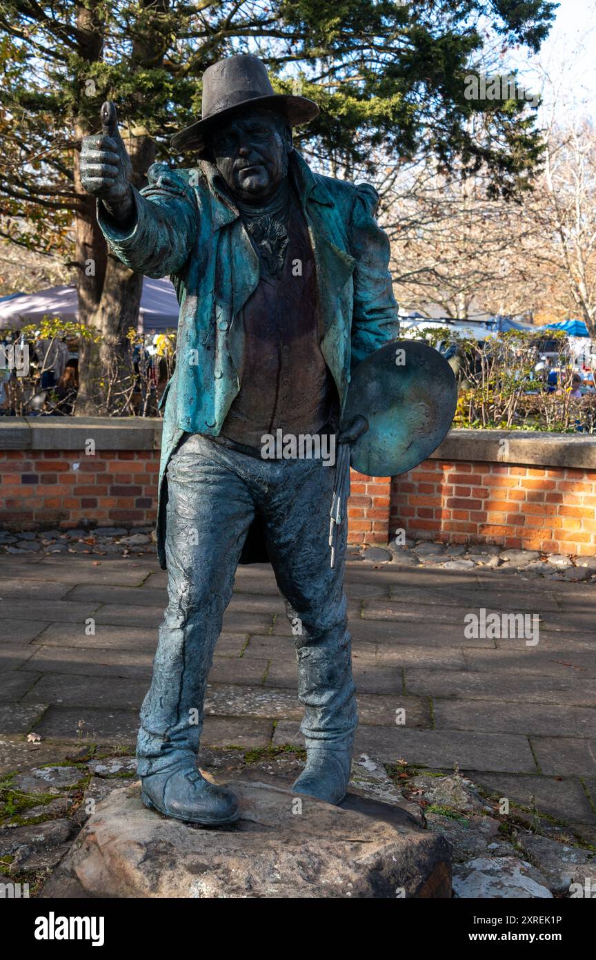 Statue of landscape artist John Glover and his paint palate in the ...