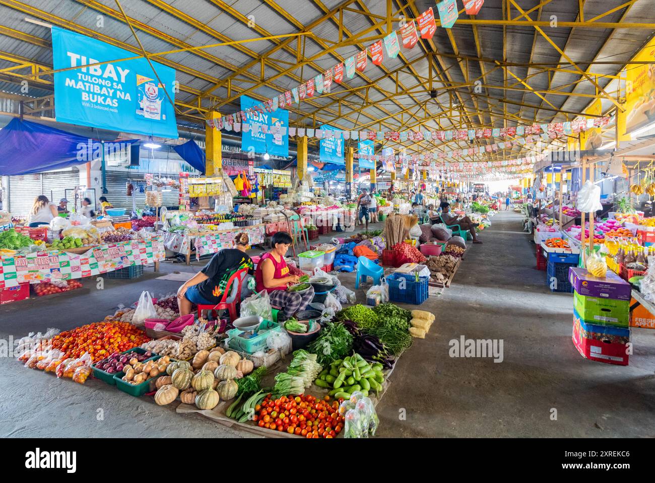 A typical Philippine market mostly selling vegetables in Ilocos Stock ...