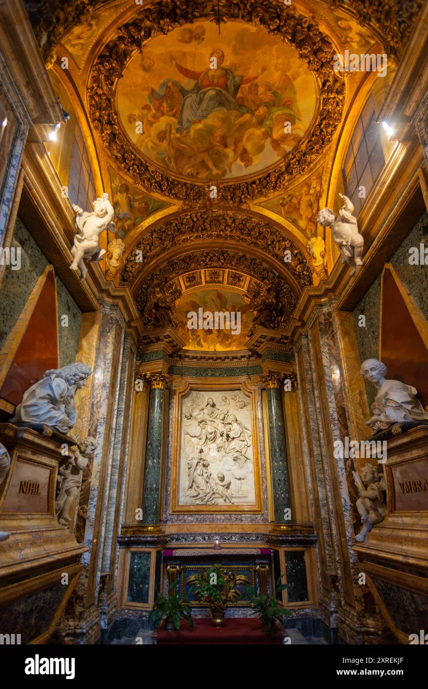Side chapel church of Santa Maria in Campitelli, baroque marble relief ...