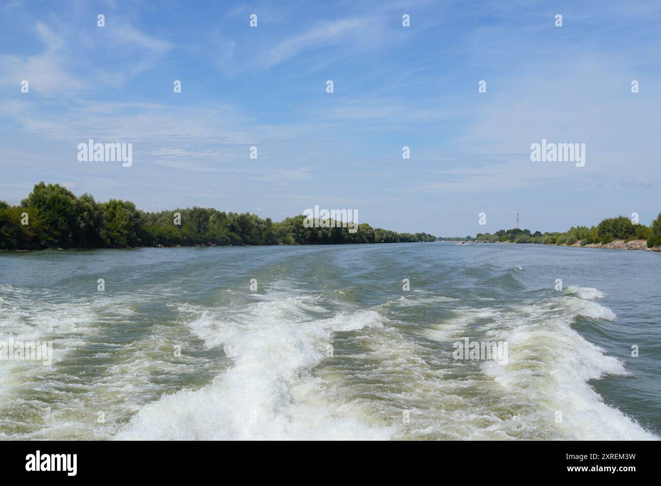 Danube River View from a Ferry in Sulina, Romania, with Calm Waters and ...