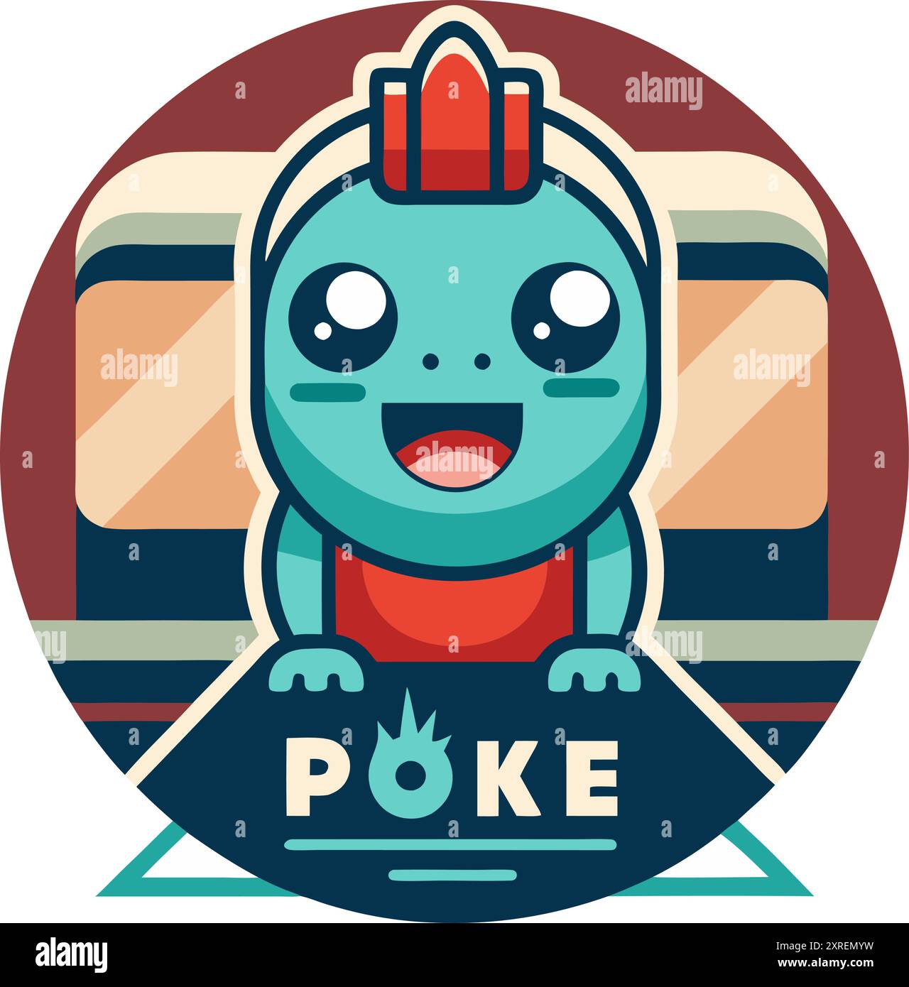 Poke cartoon Minimal Vector Illustration logo. Cute animal mascot Logo ...