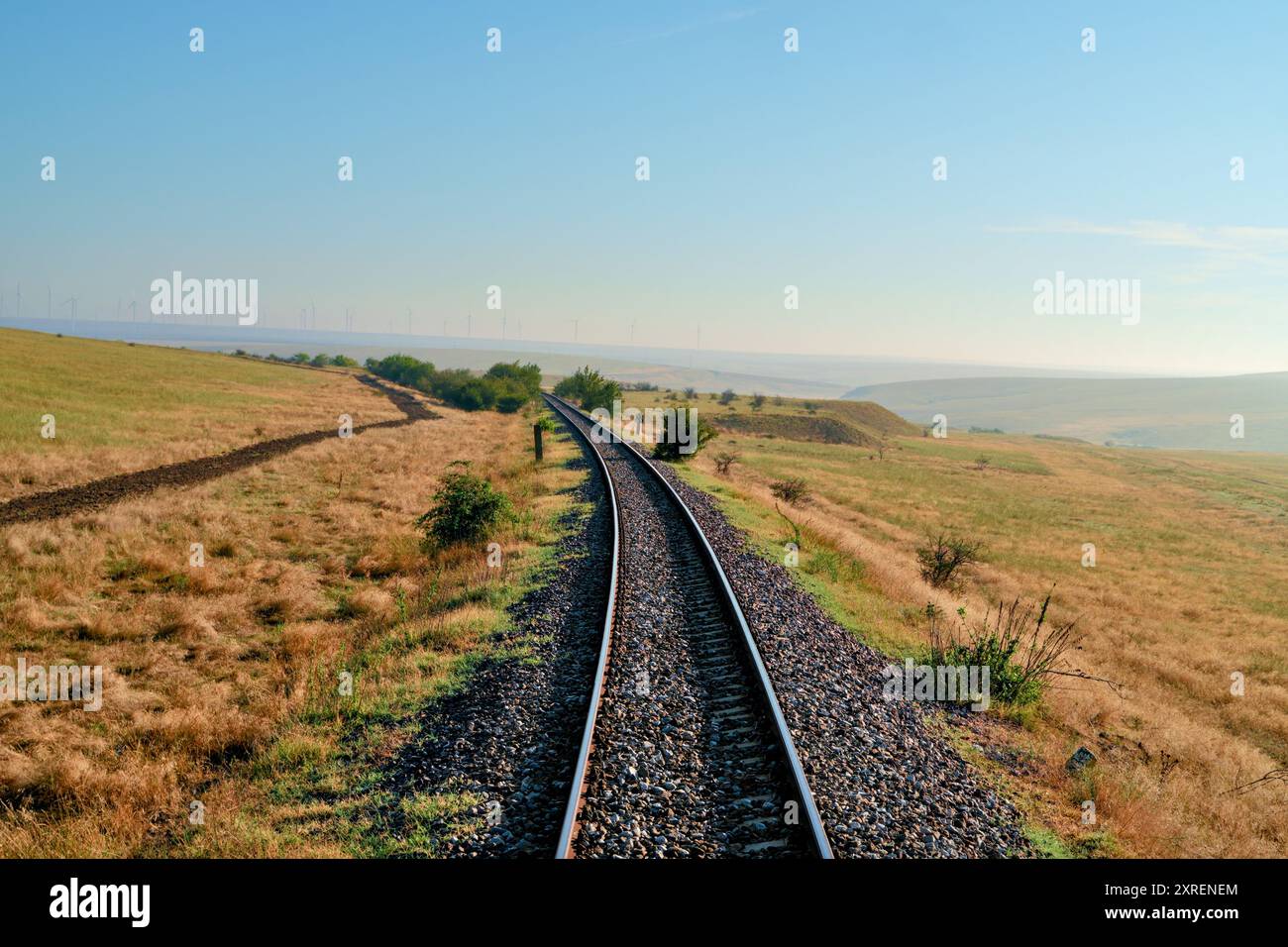 Railway Tracks through Southern Romania Countryside - Natural Look ...
