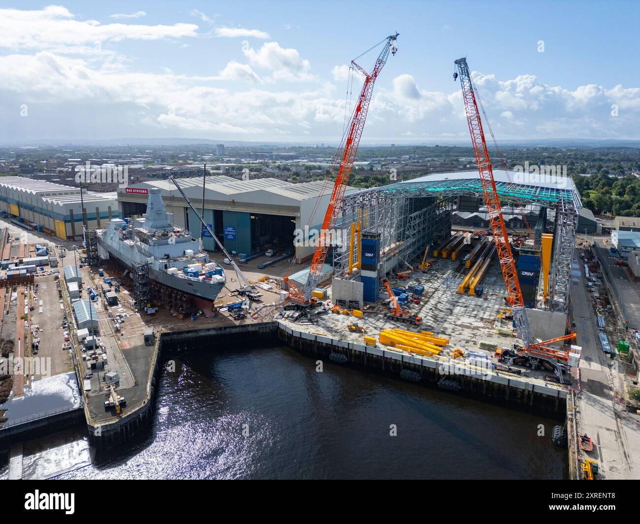 HMS Cardiff under construction at BAE systems shipyard on River Clyde ...