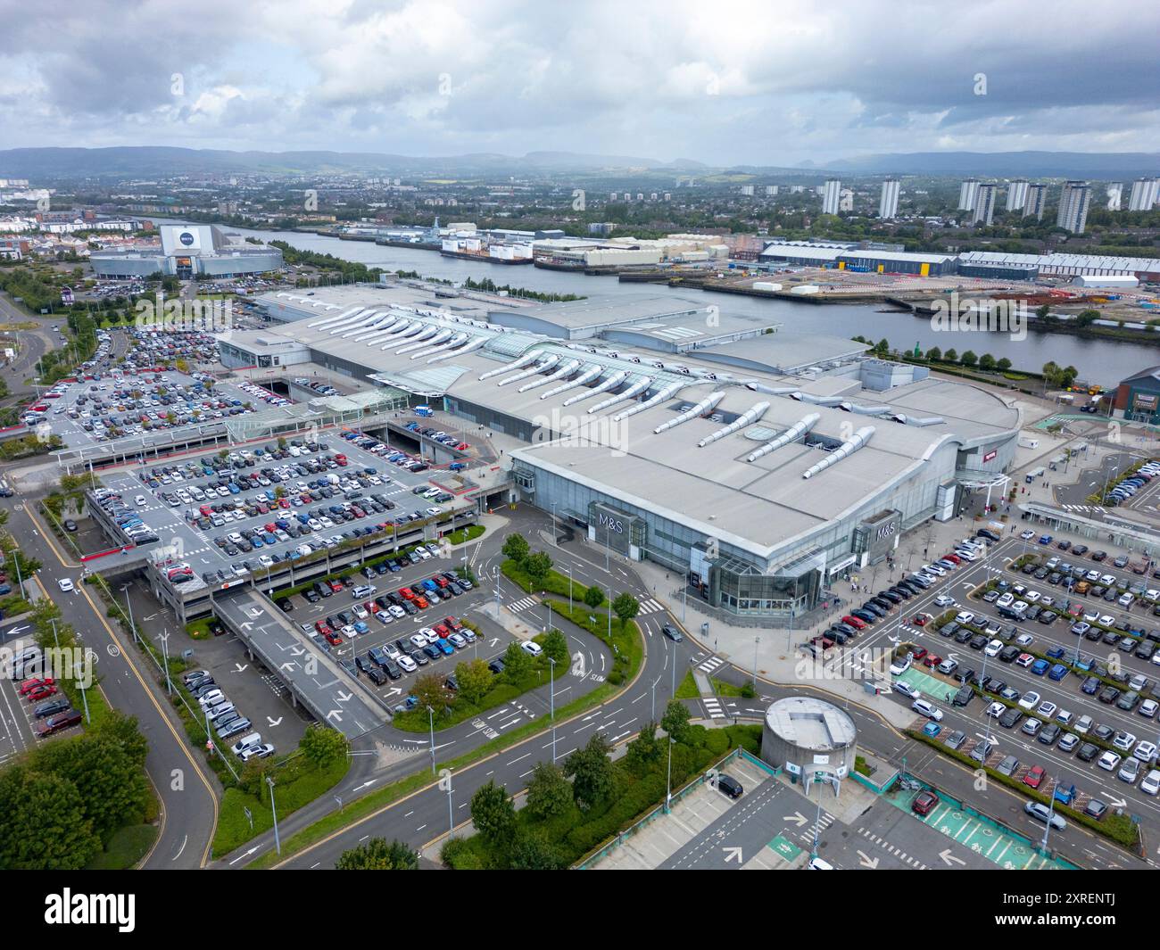 Aerial view of Braehead shopping centre in Glasgow, Scotland UK Stock ...
