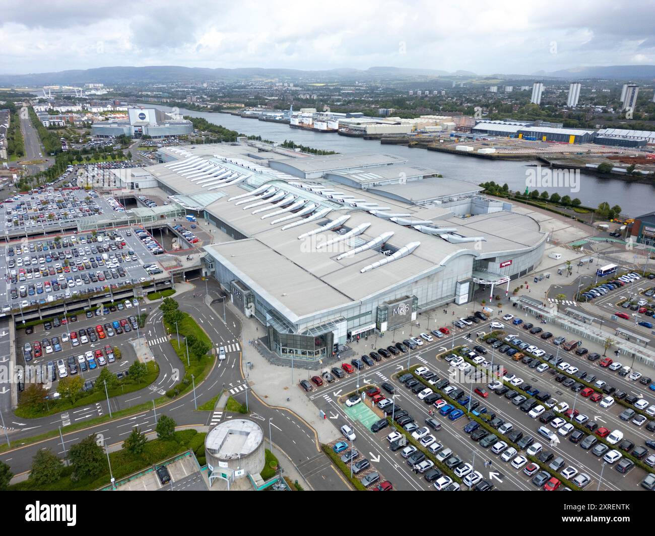 Aerial view of Braehead shopping centre in Glasgow, Scotland UK Stock ...