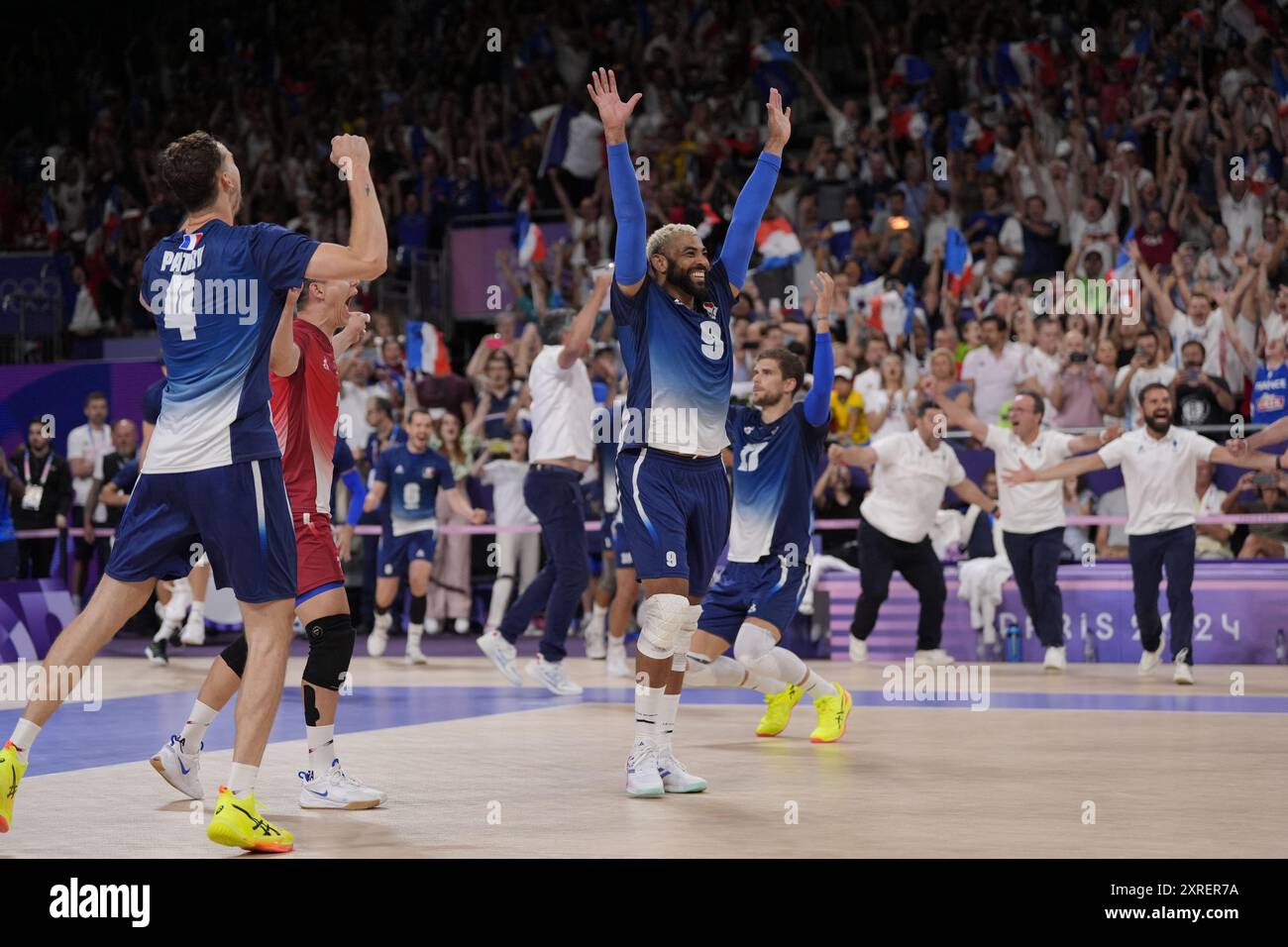 Earvin Ngapeth (9) celebrate after winning the men's volleyball gold ...