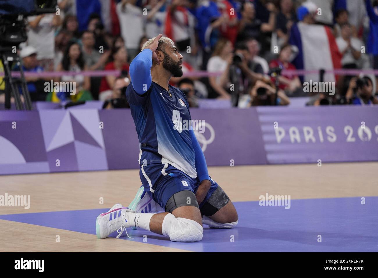 Paris, France. 10th Aug, 2024. Earvin Ngapeth (9) at the men's ...